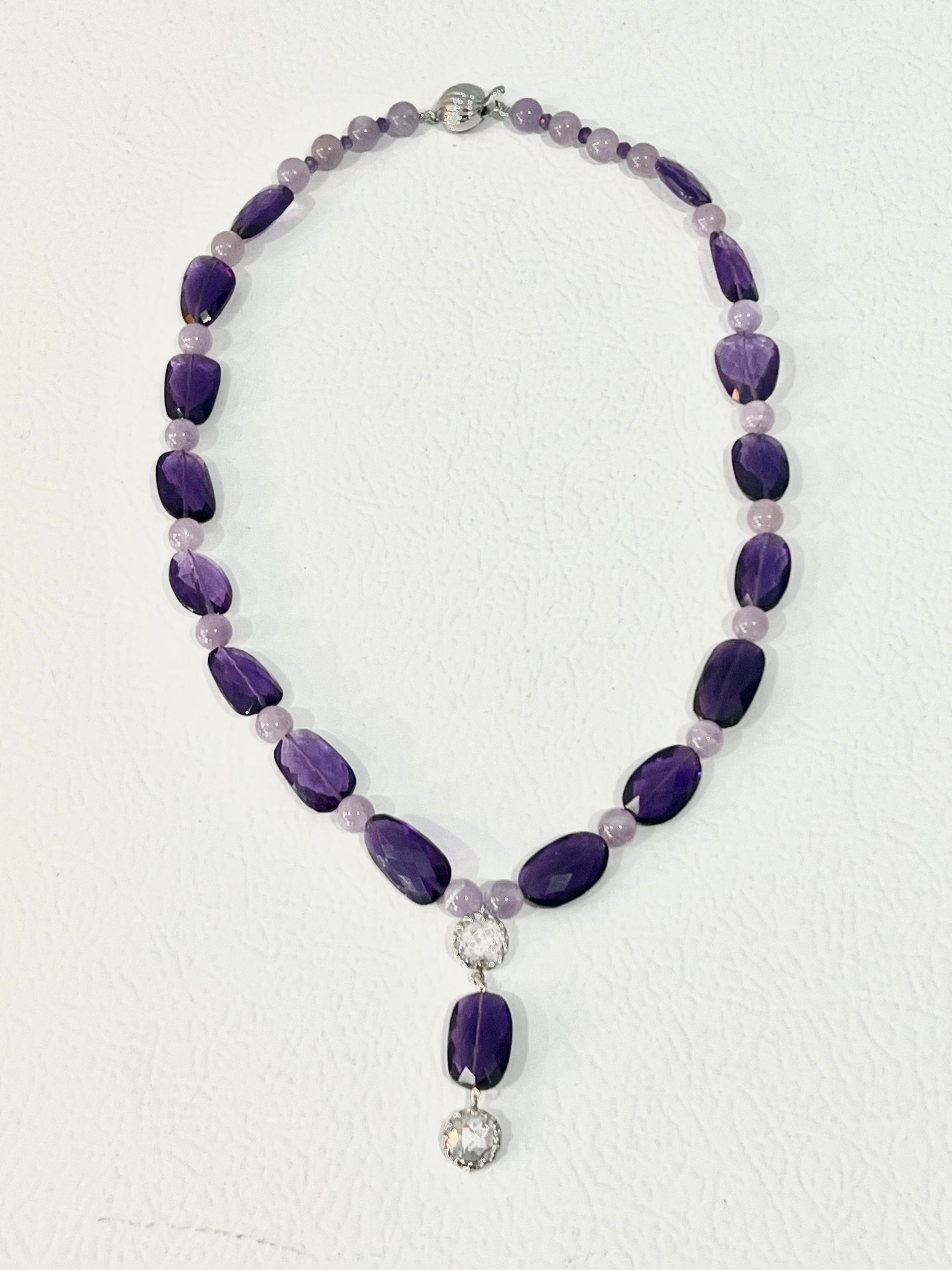 Amethyst Clear Quartz Necklace minadjewelry