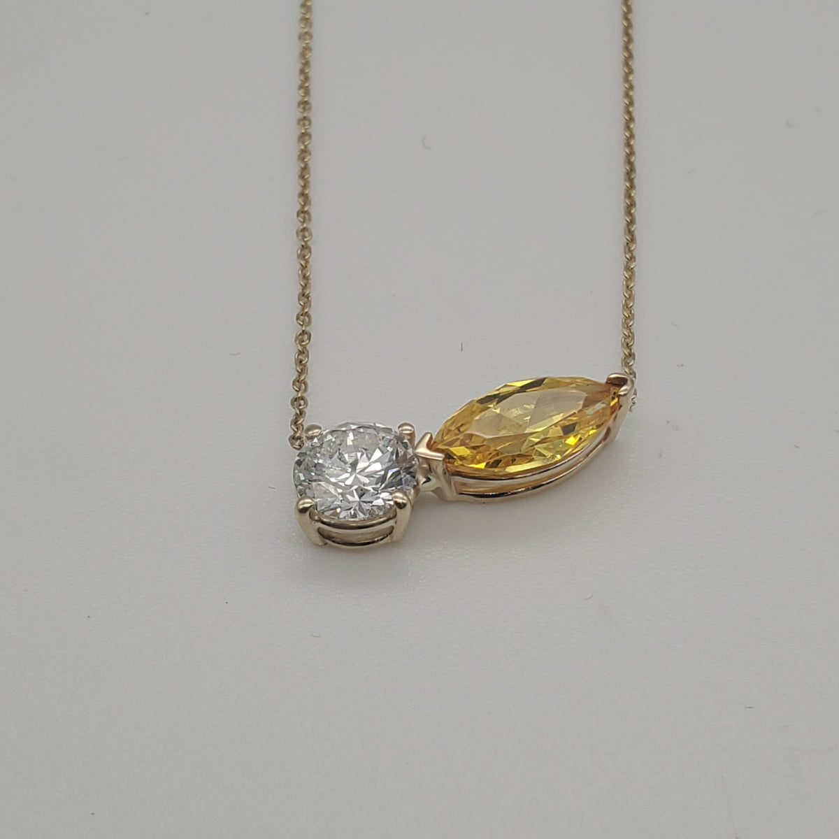 Diamond Two Stone Necklace | minadjewelry